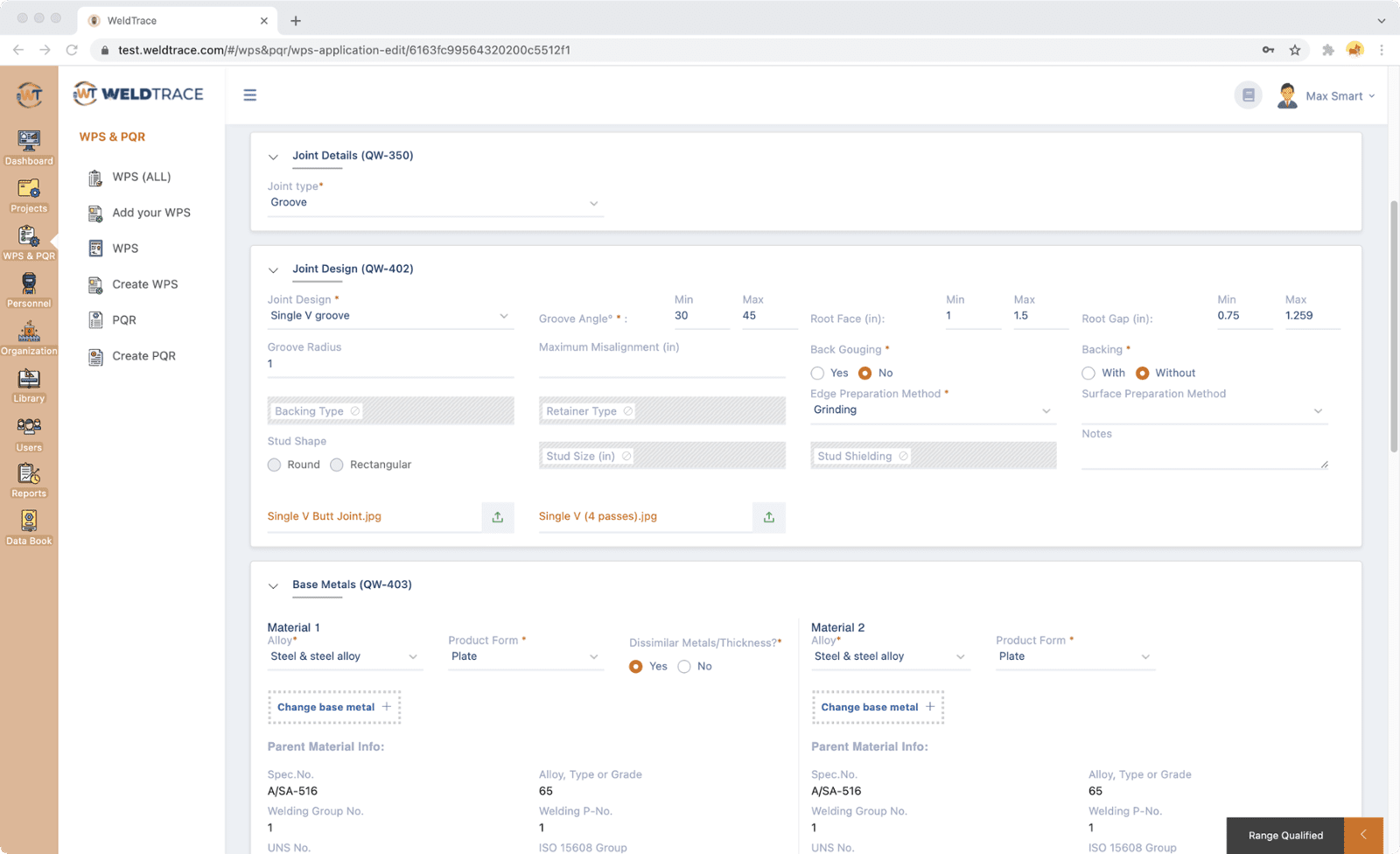 Creating welding procedures with WeldTrace